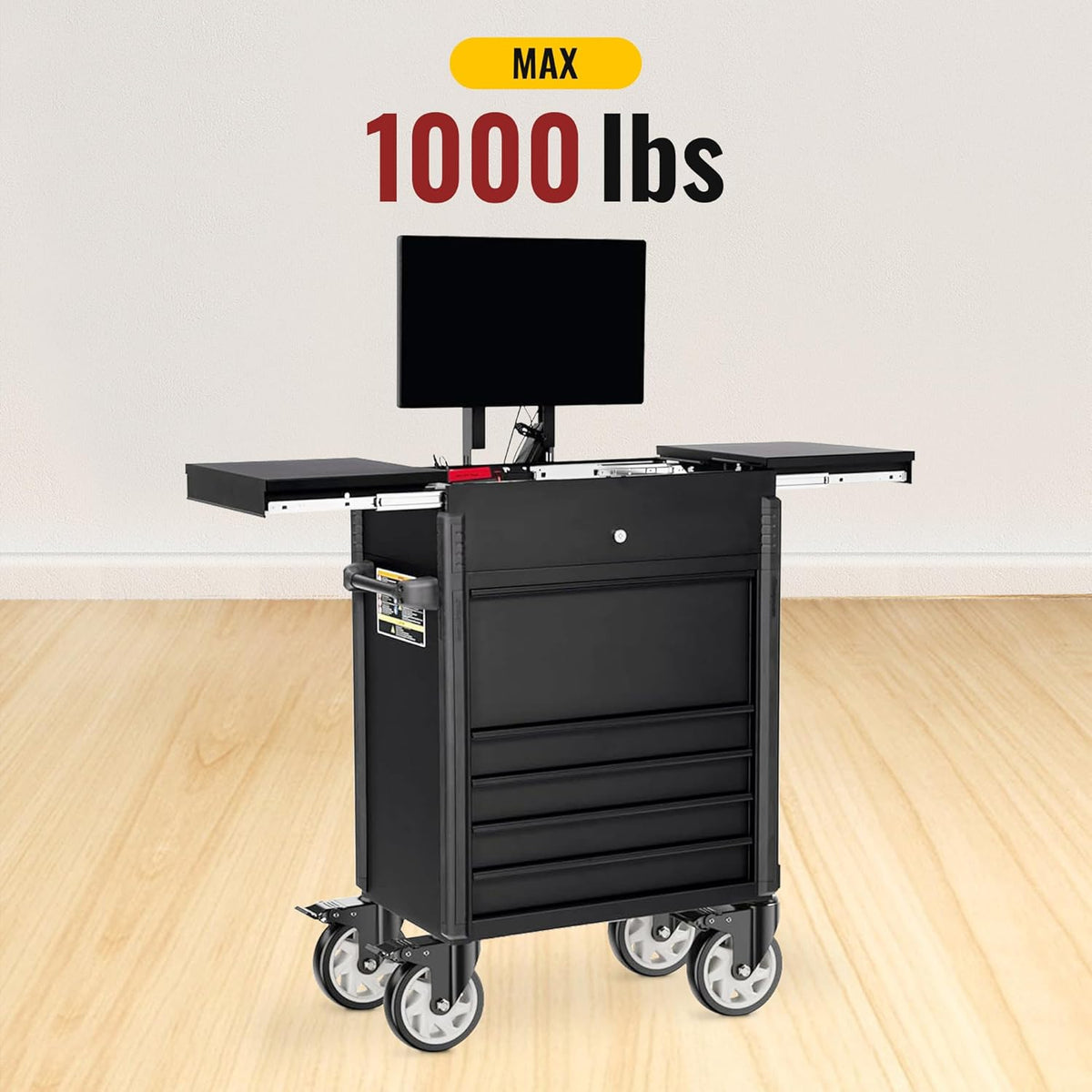 5" Stem Casters Total Lock 3/8"-16 x 1" Threaded Stem - Black – Holkieusa