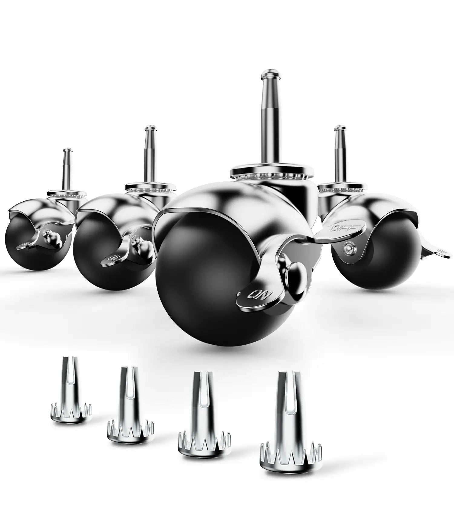 2 Inch Ball Casters with Grip Ring Stem & Side Brake – Holkieusa