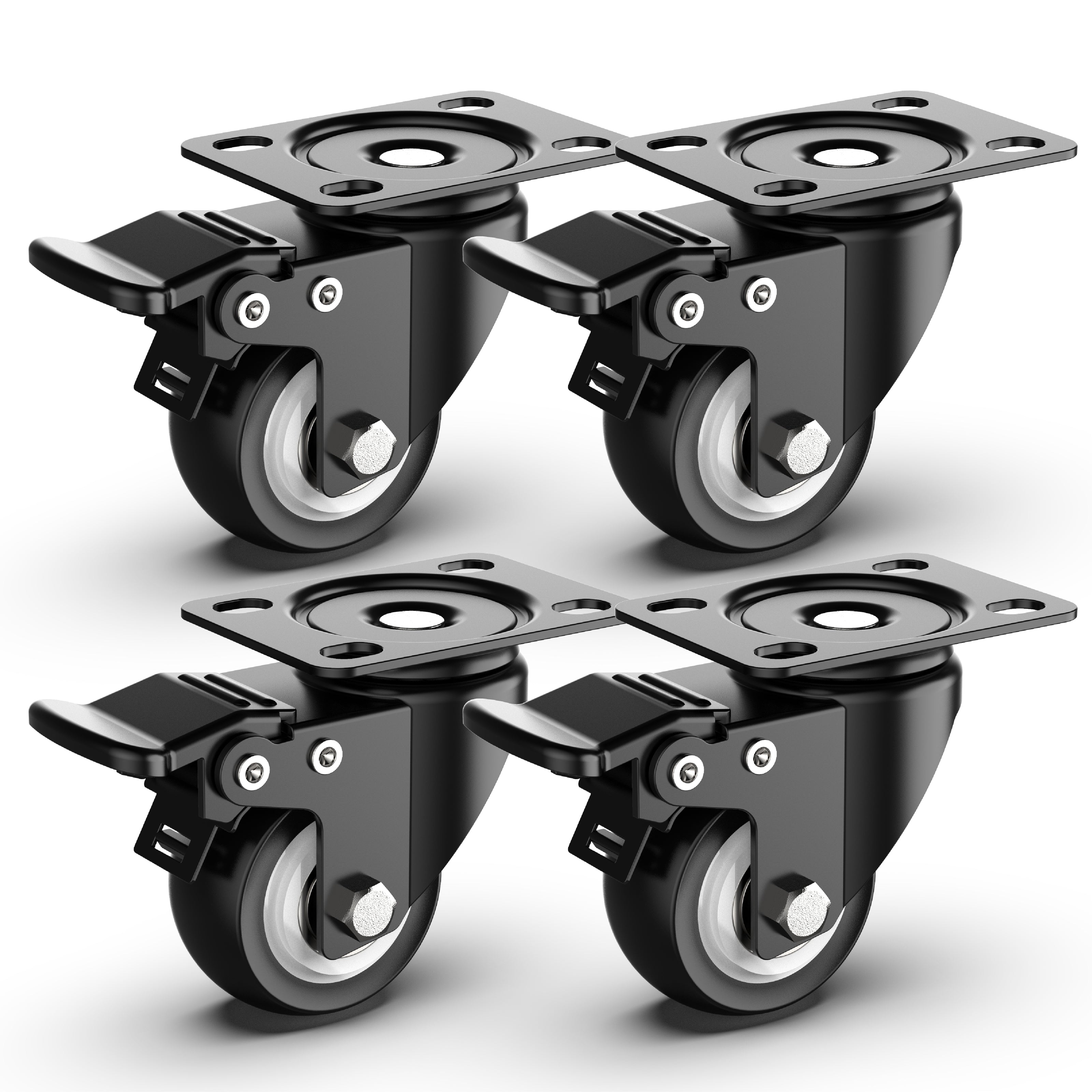 2" Swivel Plate Casters with Brake - Black – Holkieusa